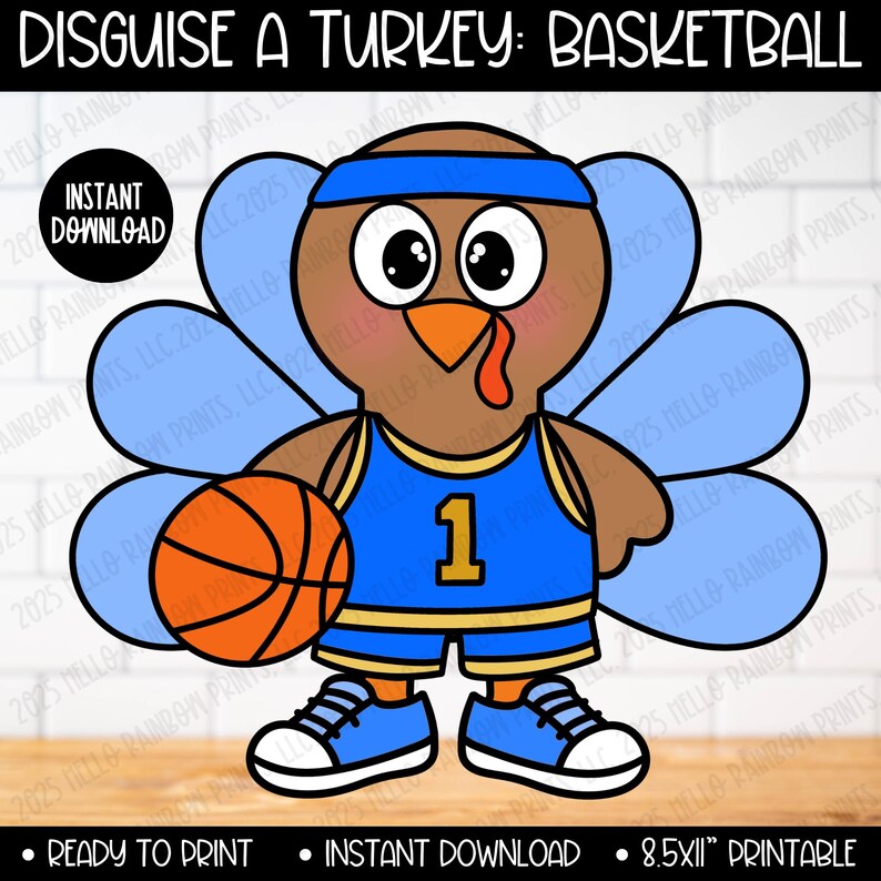 Disguise the Turkey Basketball Player Printable Craft Kit, Kids ...