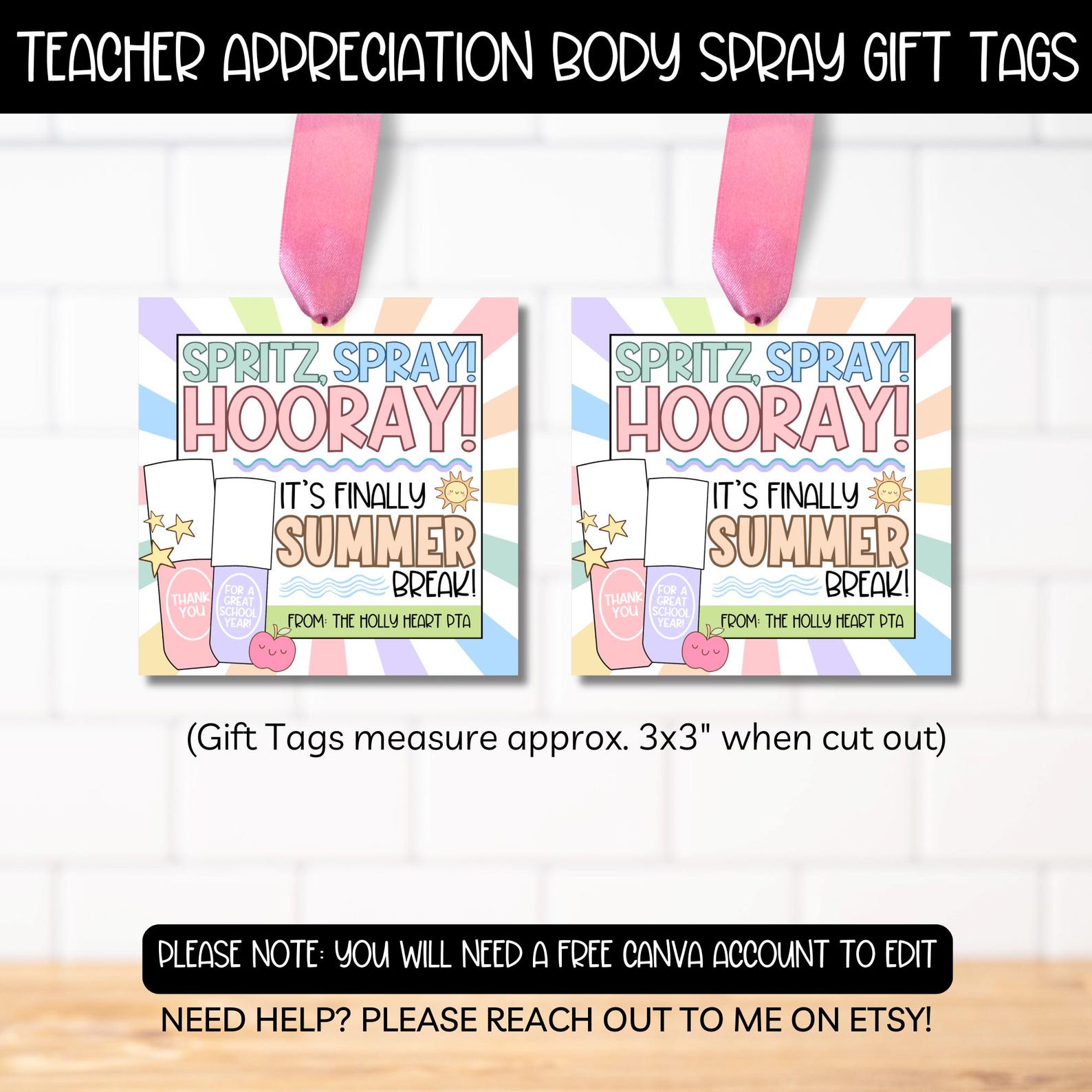 Teacher Staff Appreciation Scent Body Spray Purfume Gift Tag, Spritz ...