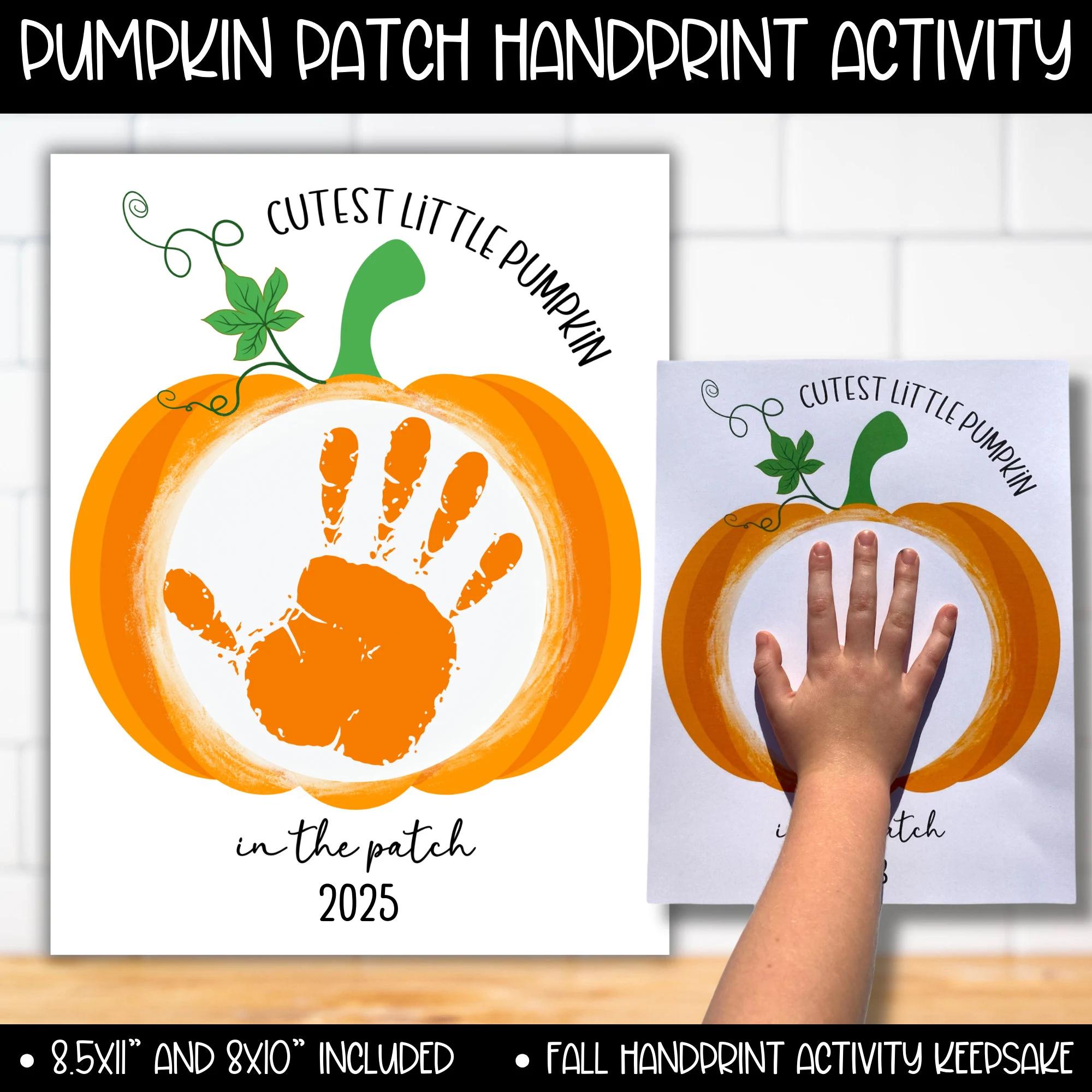 2025 Halloween Pumpkin Hand Print Footprint Toddler Baby Printable Art ...