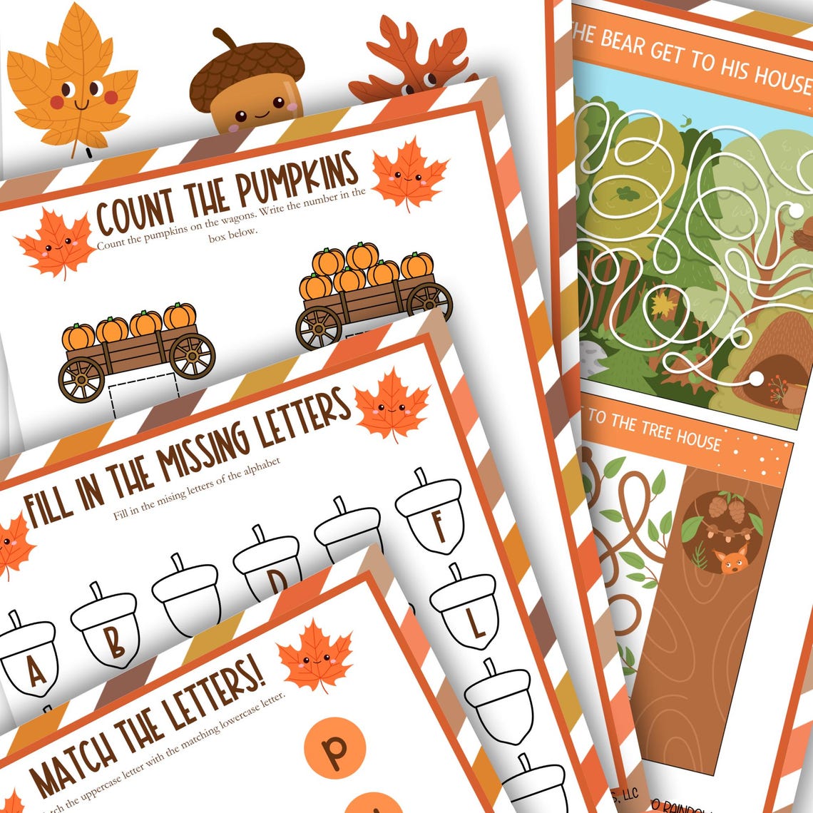 Thanksgiving Fall Kids Activities Game Bundle, Fall Preschool Prek ...