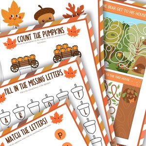 Thanksgiving Fall Kids Activities Game Bundle, Fall Preschool Prek ...