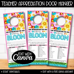 Bloom Flower Teacher Staff Appreciation Week Snack Food Door Hanger ...