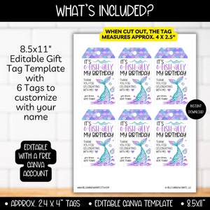 O-fish-ally Mermaid Birthday Party Treat Favor Tag, O-fish-ally One ...