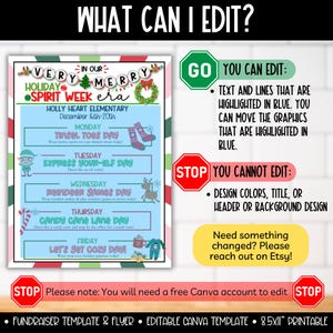Editable Holiday School Spirit Week Era Theme Calendar Flyer, PTA PTO ...
