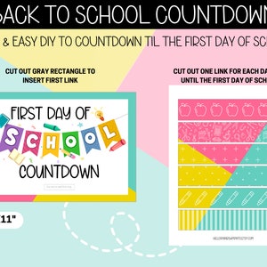 First Day of School Countdown | 1st Day Back to School Printable ...