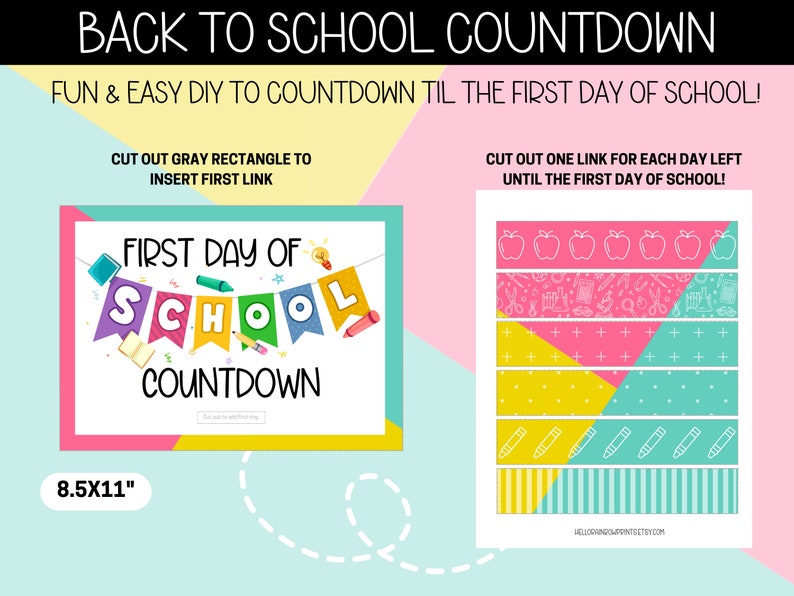 First Day of School Countdown | 1st Day Back to School Printable ...
