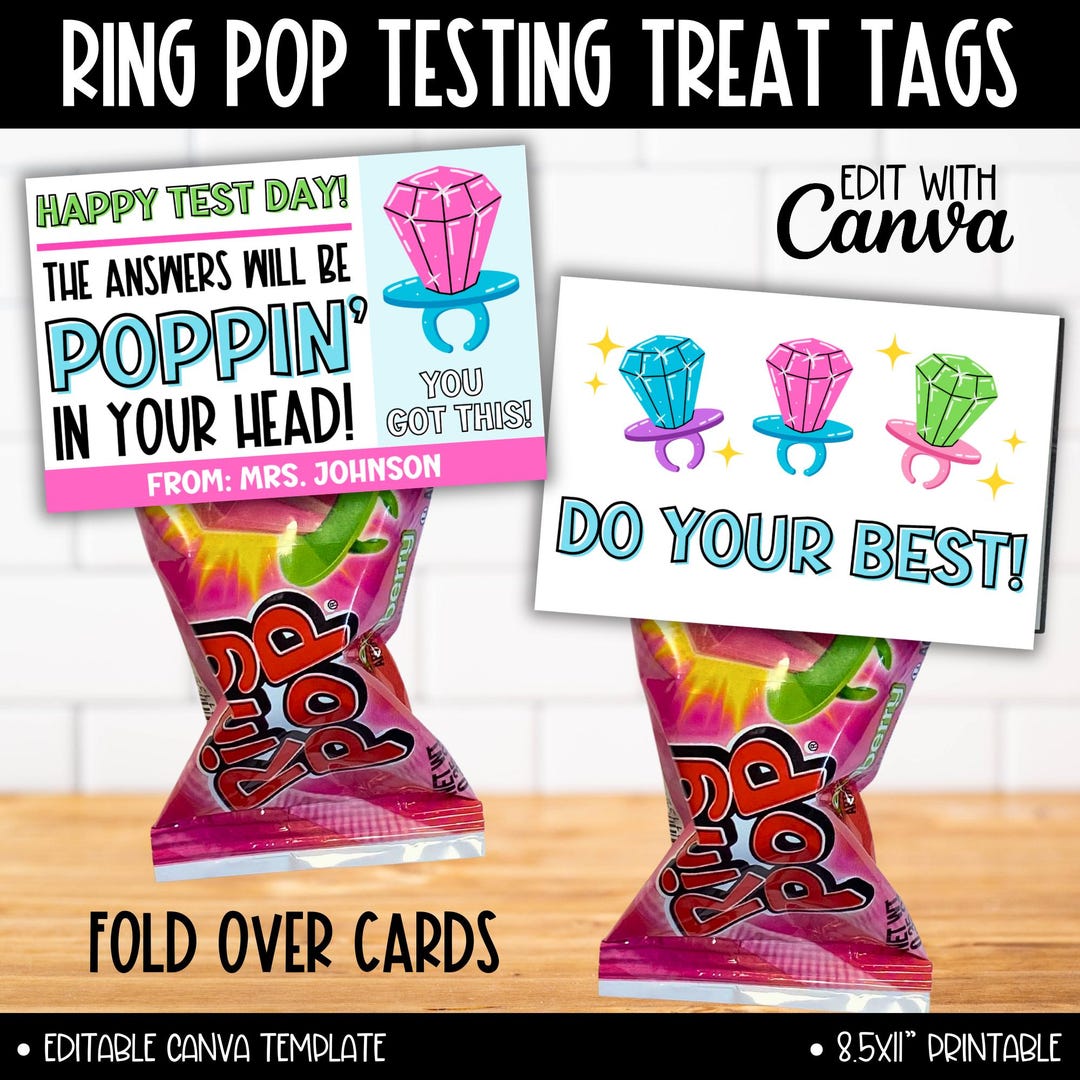 Testing Day Lolli Pop Treat Tag, Student School Test You Got This Snack ...