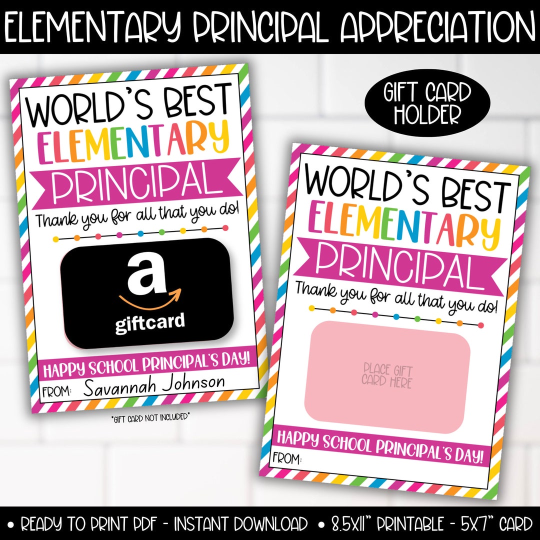 Elementary Principal Day Gift Card Holder, School Principal ...