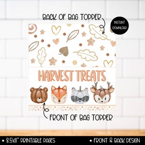 Harvest Fall Treat Bag Topper, Classroom Treat Bag, Cookie Bag Topper ...