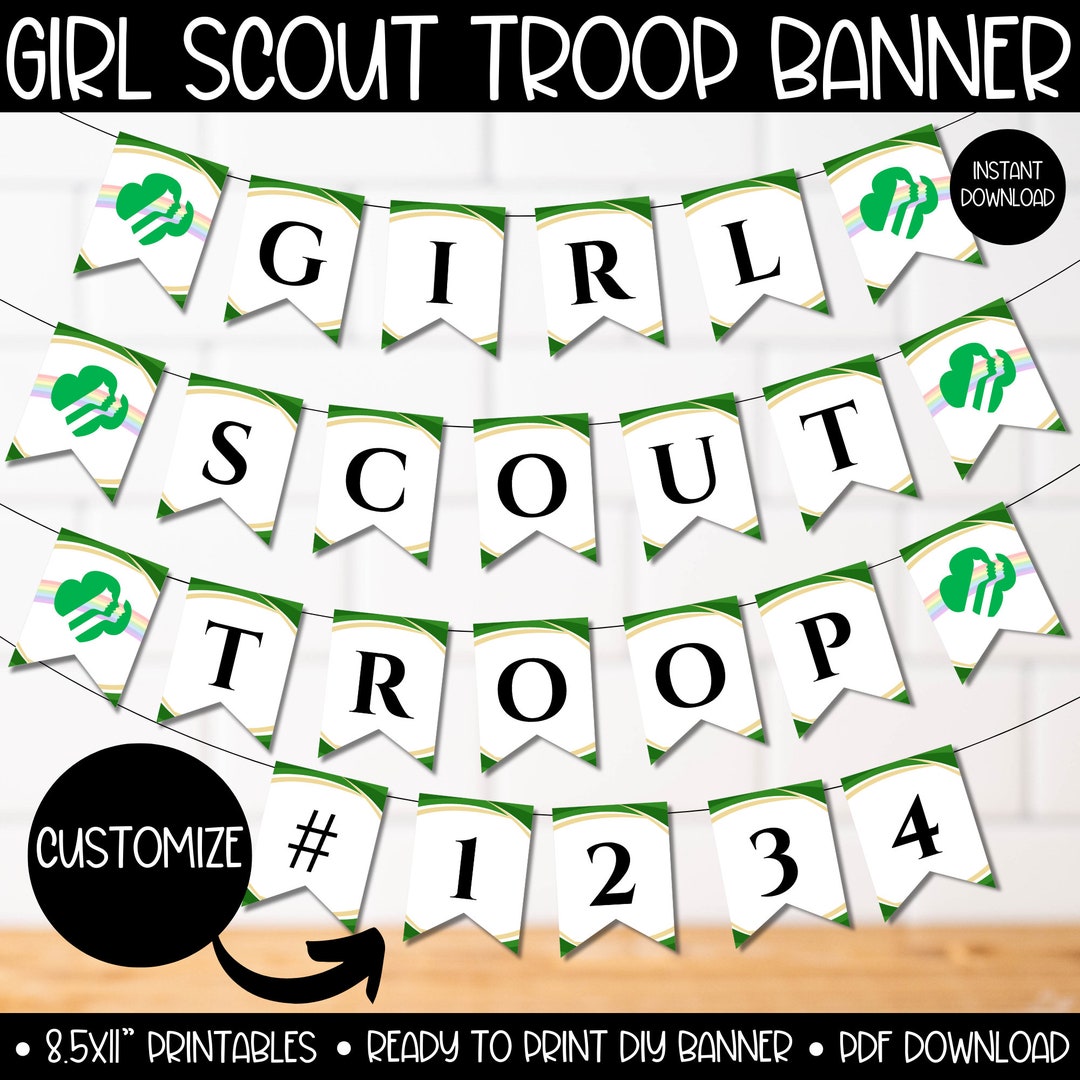 Girl Scout Troop Number Banner Printable, Girl Scouts Trefoil Cookie ...