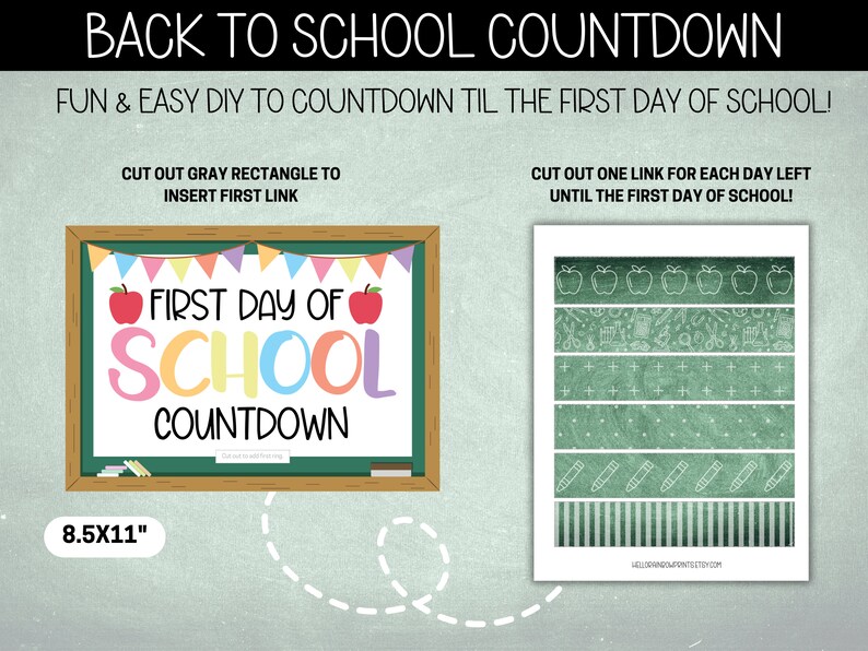First Day of School Chalkboard Sign Countdown | 1st Day Back to School ...