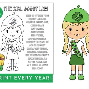 Girl Scout Promise Coloring Page Printable Worksheet Activity, Girl ...