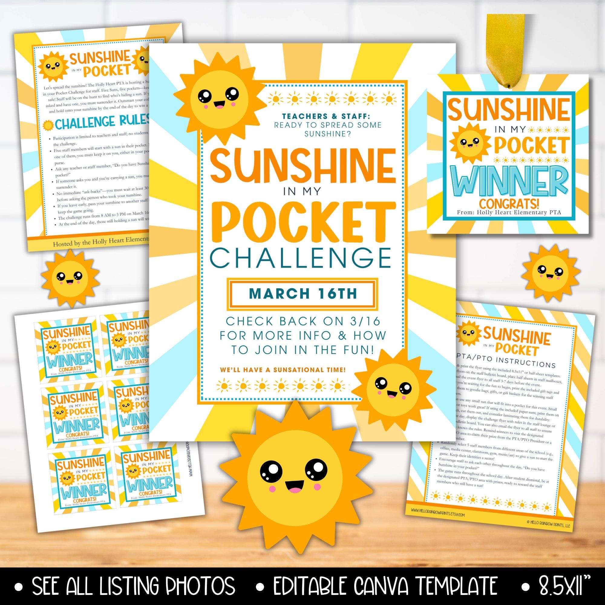 Sunsational Sunshine in My Pocket Teacher Appreciation Game Flyer ...