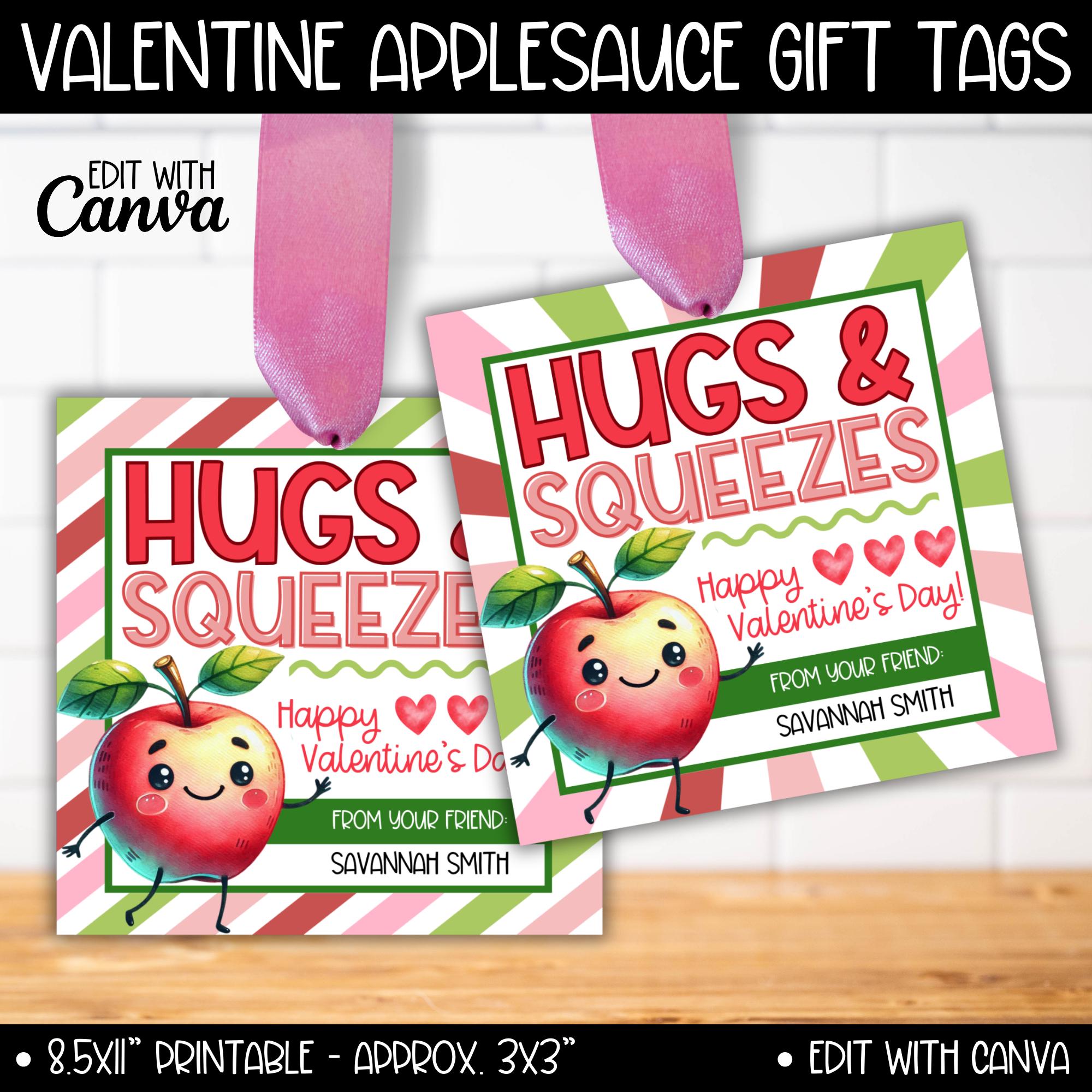 Valentine's Day Applesauce Cards, Valentine Apple Sauce Pouch Class ...