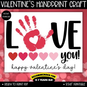 Valentine's Day Love Handprint Craft Valentine Activities Printables ...