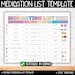 Medication Supplement List Tracker Log Chart Printable Template ...