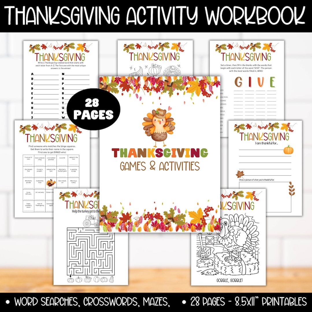 Thanksgiving Activities Games for Kids Bundle, Homeschool Thanksgiving ...