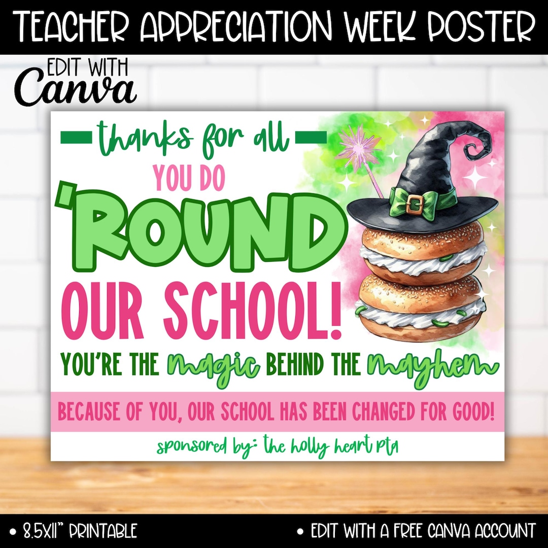 Wicked Theme Bagel Teacher Staff Appreciation Week Breakfast Poster ...