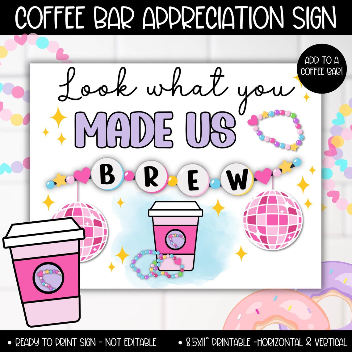 Teacher Staff Appreciation Week Coffee Bar Pop Star Sign Printable ...
