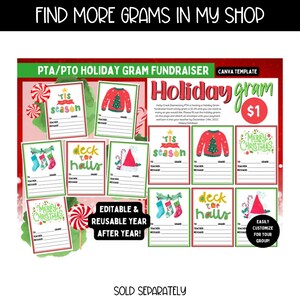 PTA PTO Christmas Holiday Gram Fundraiser Flyer Template, Winter School ...
