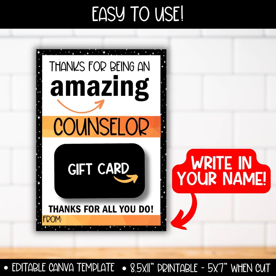 Counselor Appreciation Gift Card Holder Printable, School Mental Health ...