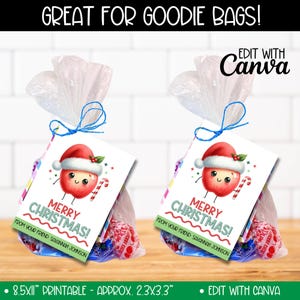 Holiday Applesauce Kids Class Treat Gift Tags, Editable Christmas Apple ...