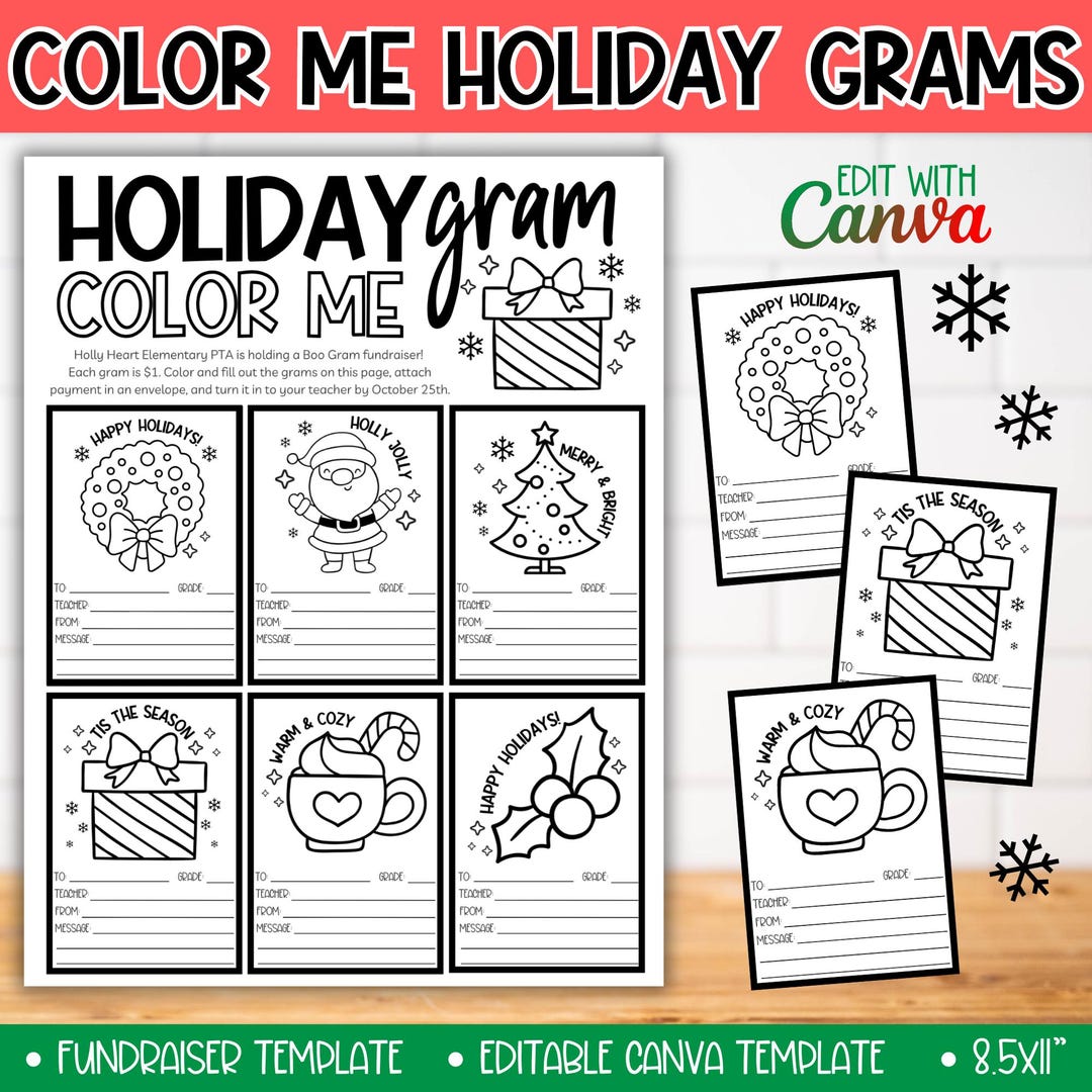 Holiday Christmas Candy Grams Fundraiser Flyer Template, Black White ...