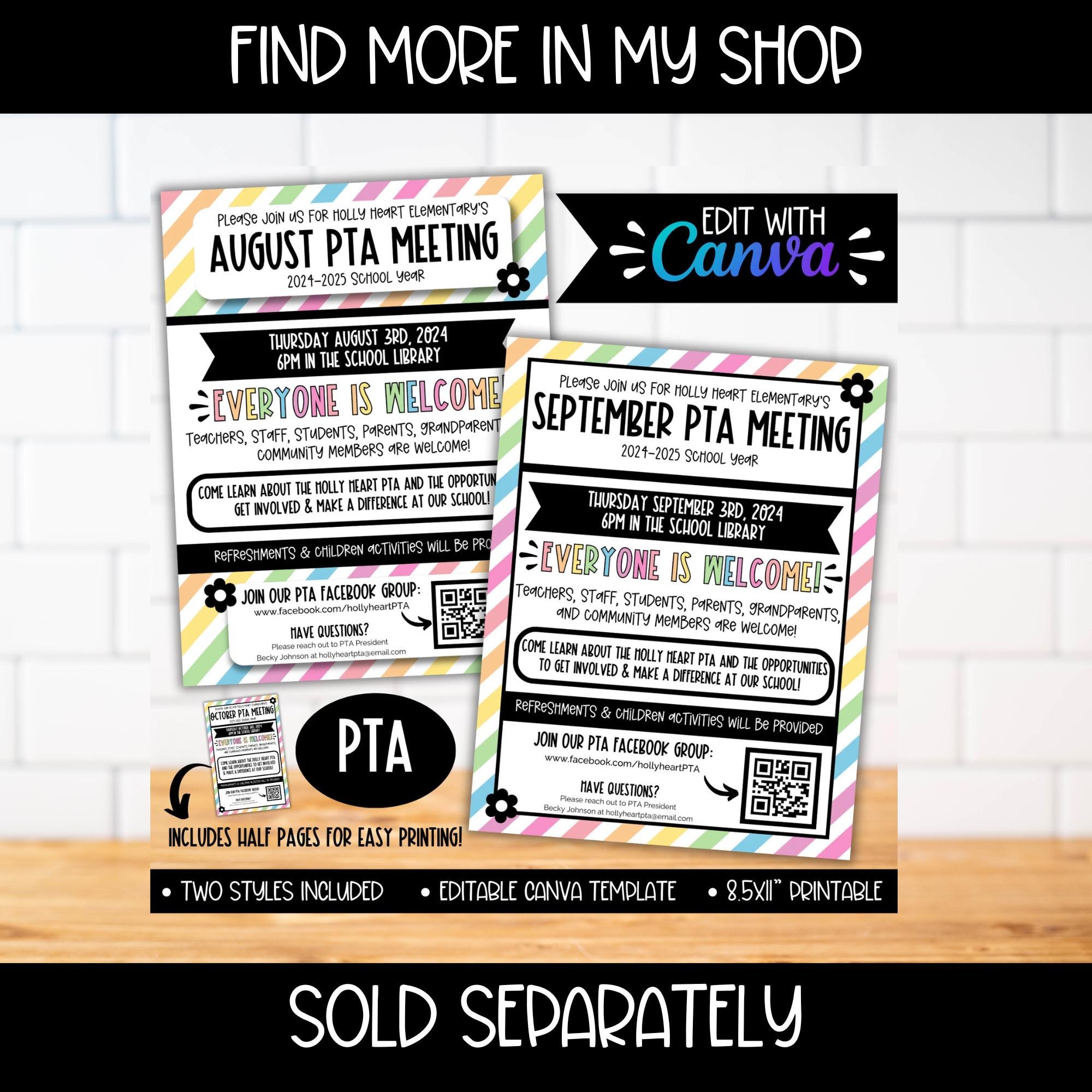 Editable PTA Newsletter Bundle Template, PTA Monthly School News Events ...