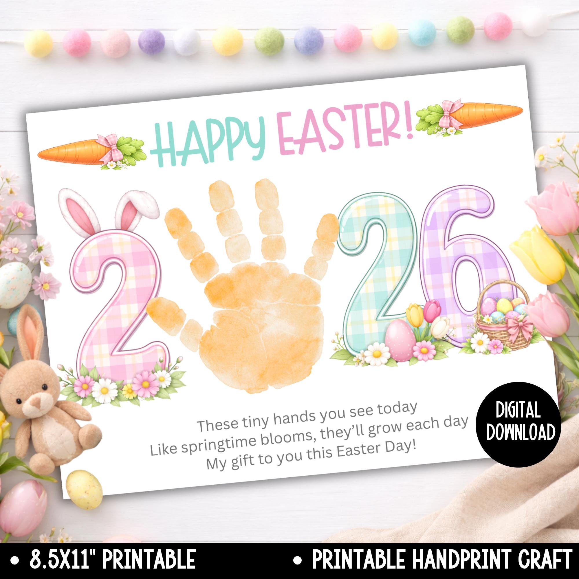 Easter Handprint Craft 2026 Printable, Preschool Spring Hand Print ...