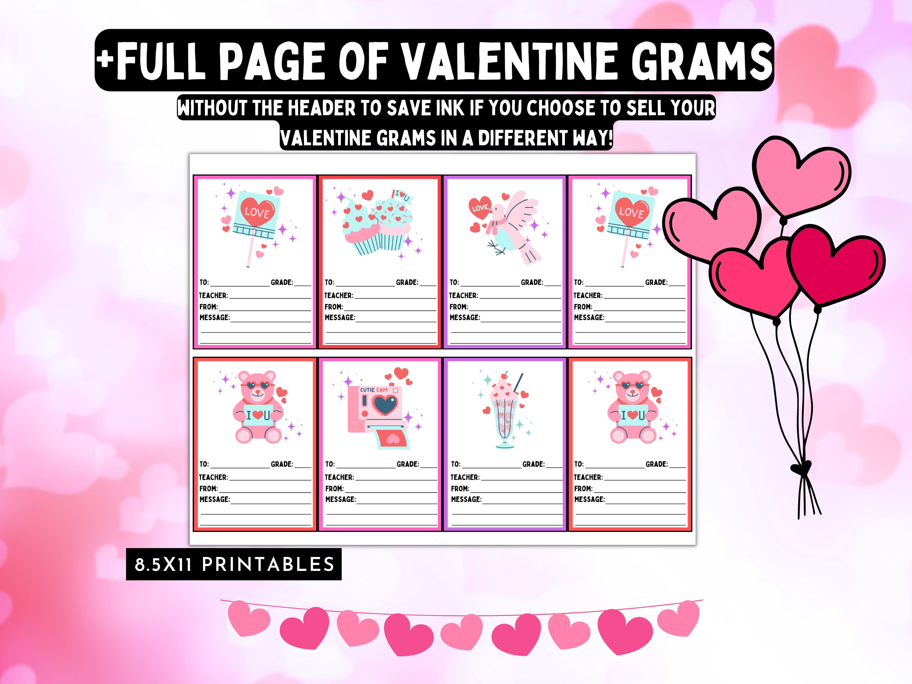 PTA PTO Valentine's Day Candy Gram School Fundraiser Flyer Template ...