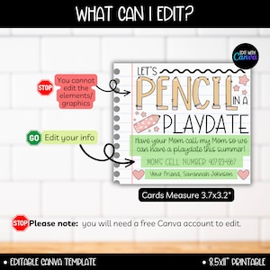 Editable Playdate Cards for Kids Template, Keep in Touch Cards, End of ...