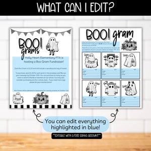 PTA PTO Boo Gram Fundraiser Flyer Template, School Fundraiser Ideas ...