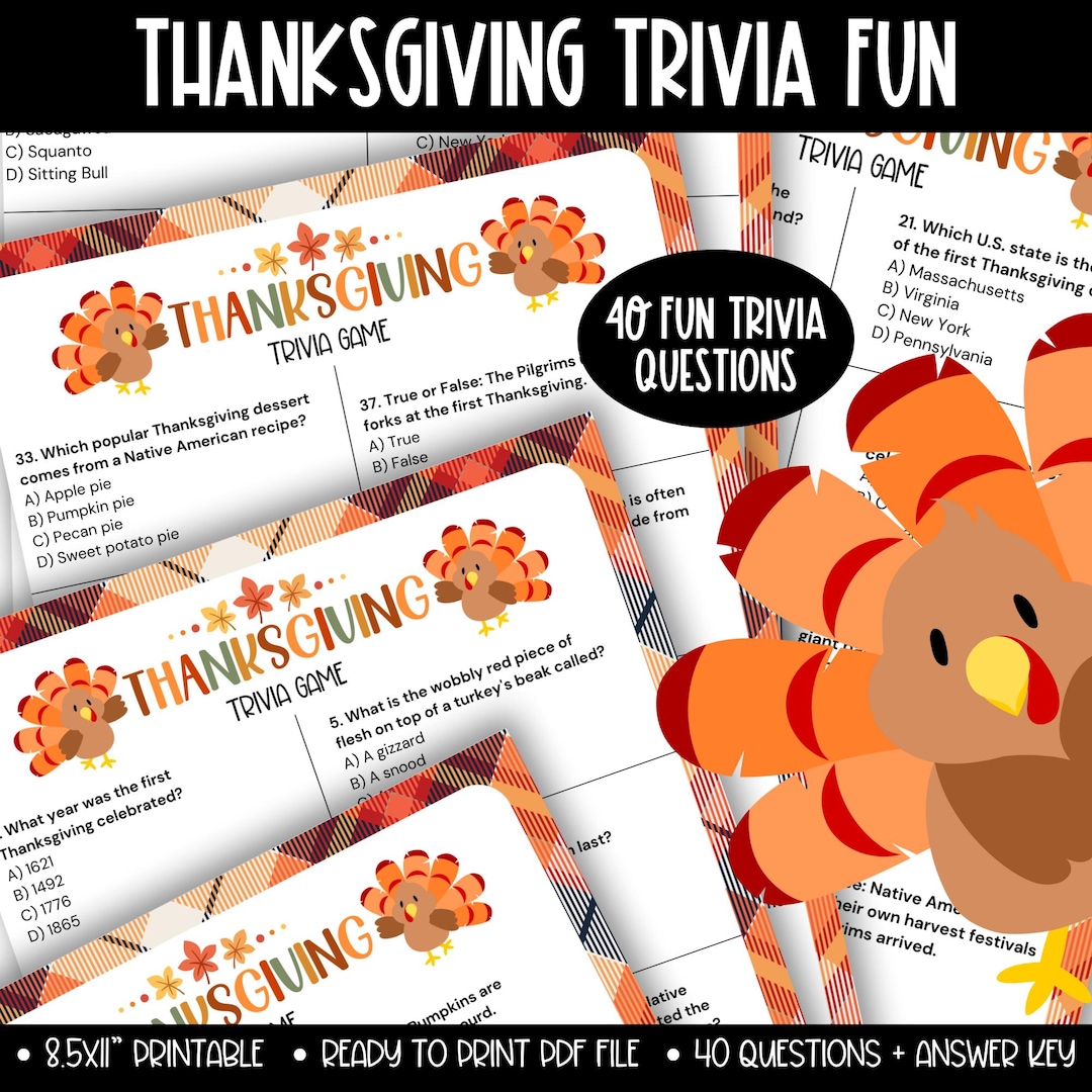 Thanksgiving Fall Trivia Activities Game Printable Bundle for Kids ...