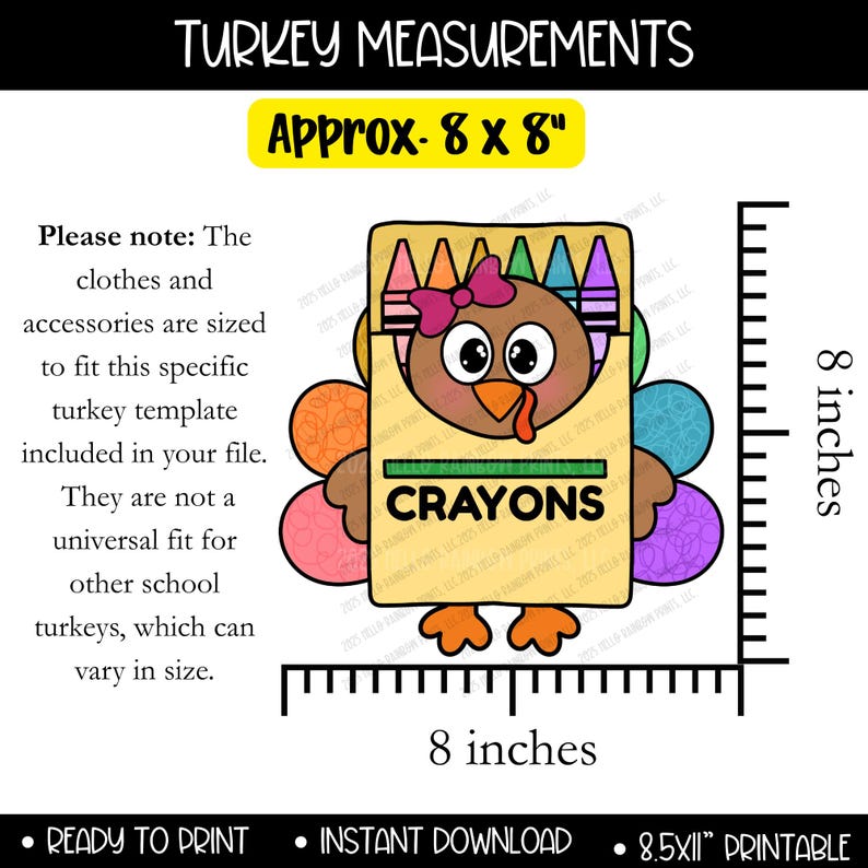 Crayon Turkey Disguise Project Printable, Thanksgiving Box of Rainbow ...