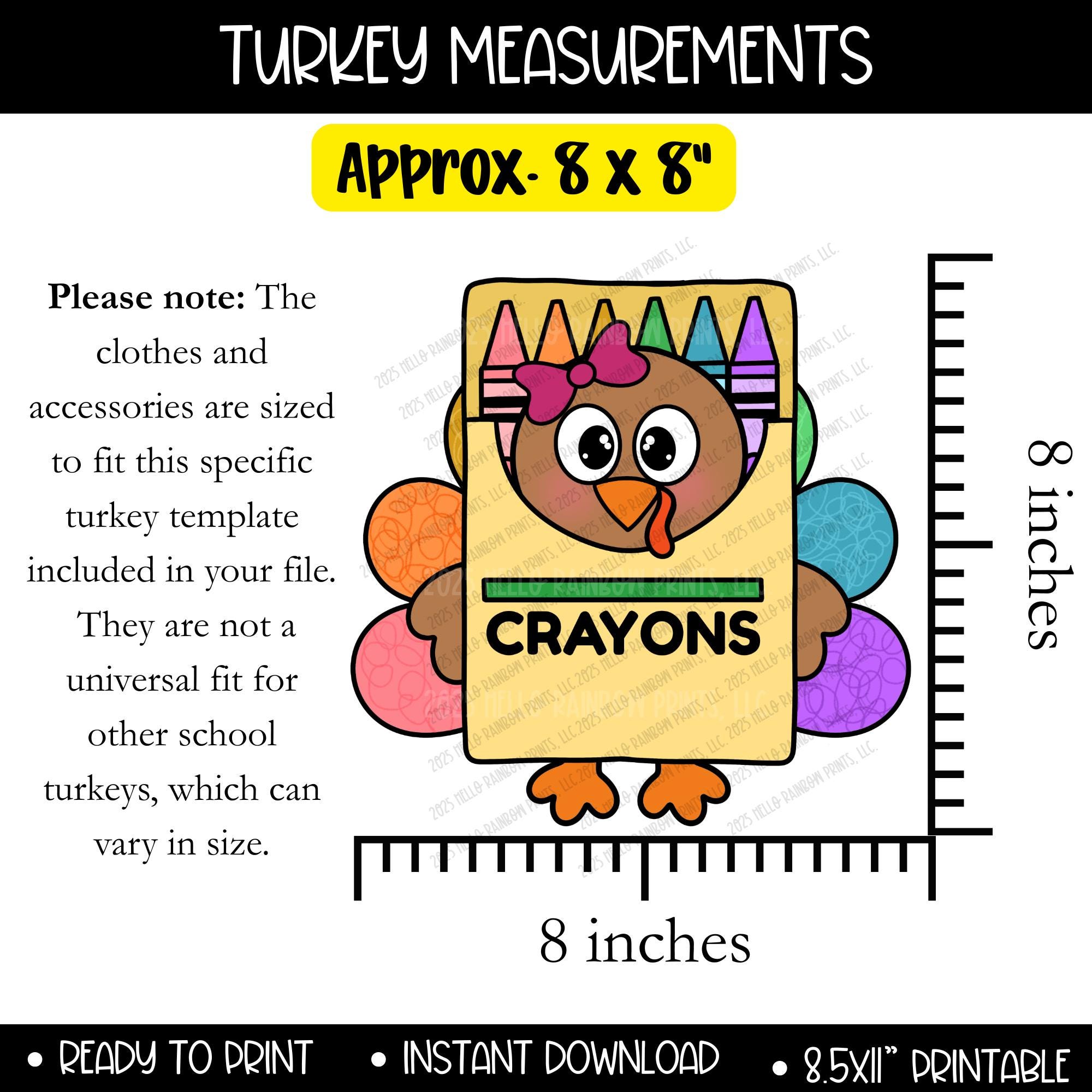 Crayon Turkey Disguise Project Printable, Thanksgiving Box of Rainbow ...