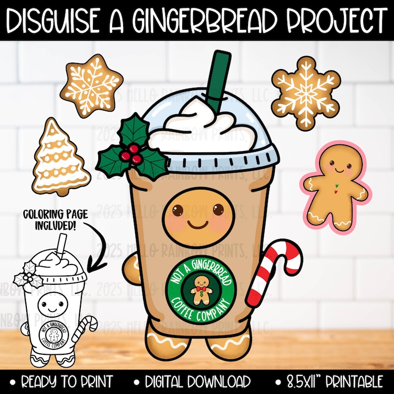 Coffee Gingerbread Man Disguise Project Printable, Christmas Ginger ...