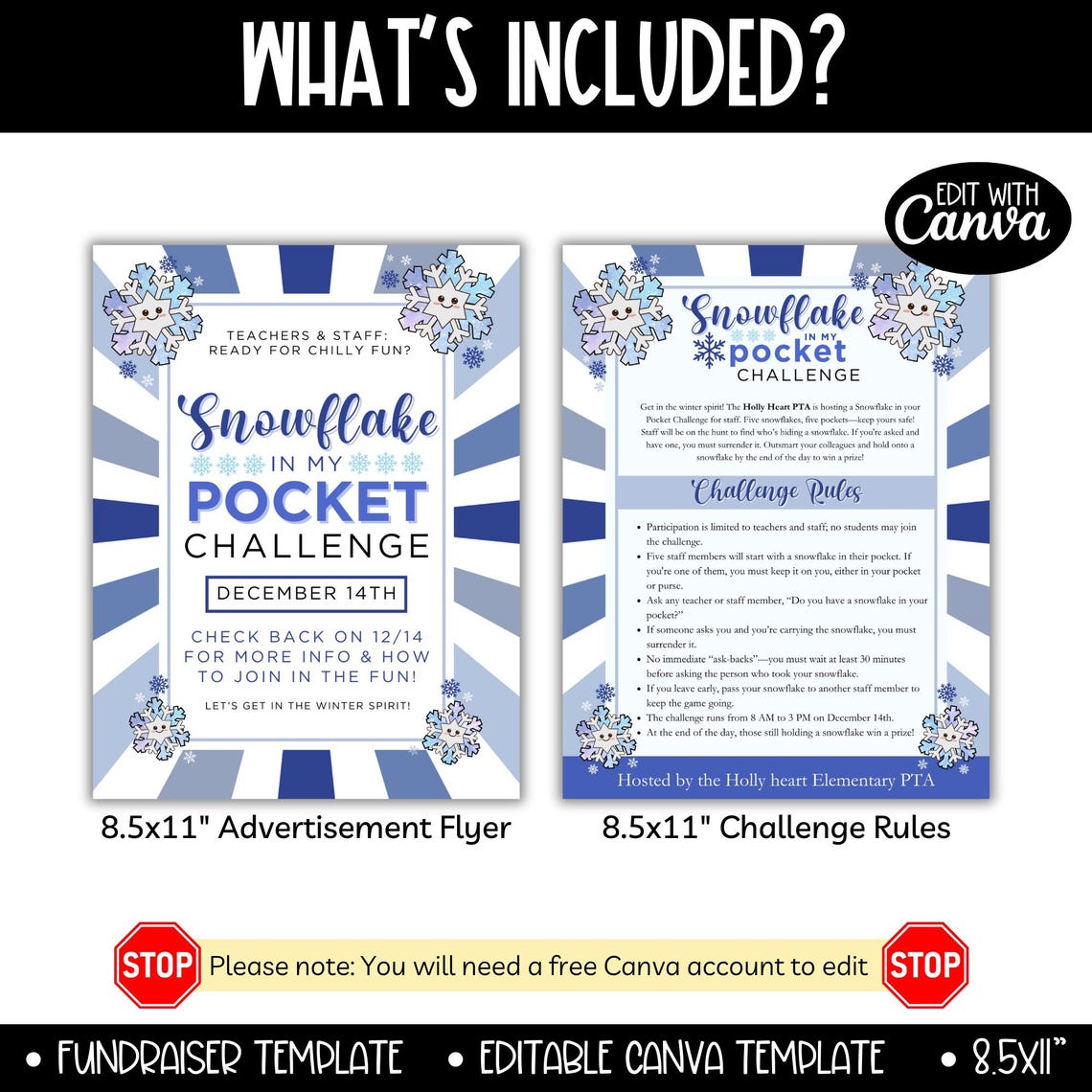 Winter Teacher Appreciation Inclusive Holiday Flyer Template, Snowflake ...