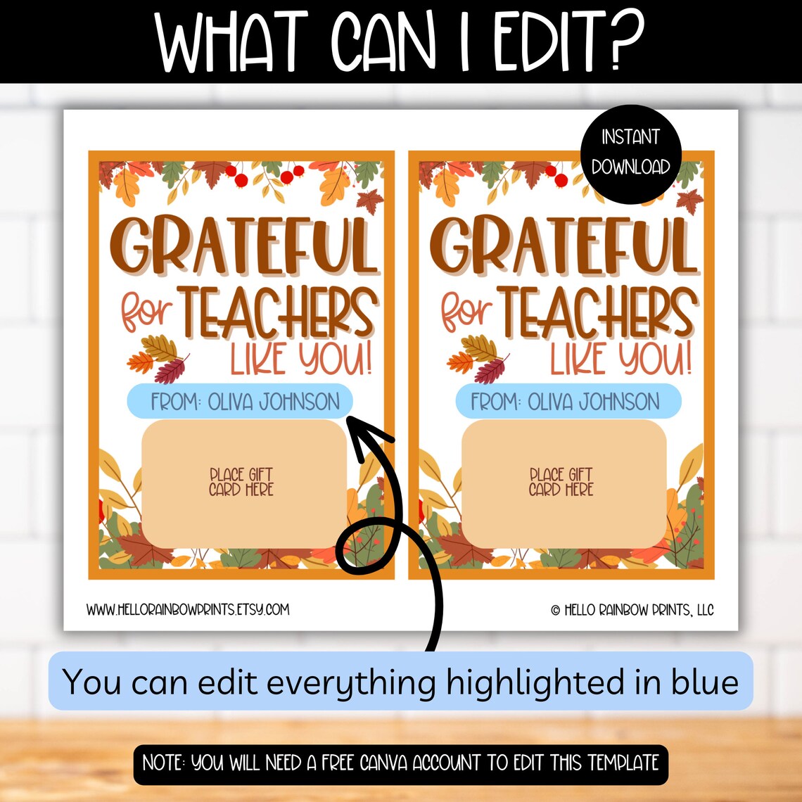 Thanksgiving Teacher Personalized Gift Card Holder, Thanks Giving ...