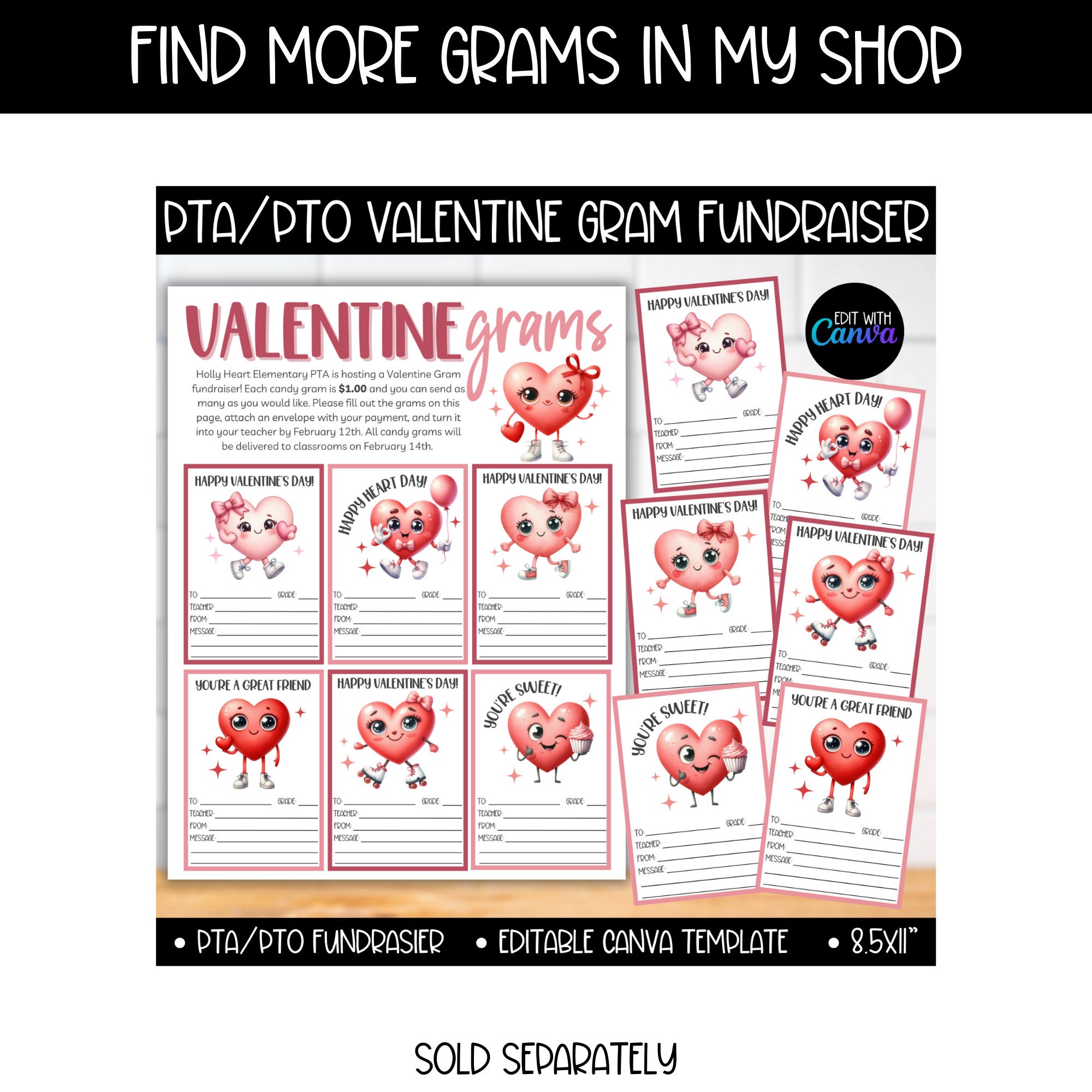 Valentine's Day Fundraiser Flyer Forms Tag Template PTA PTO Fundraising ...