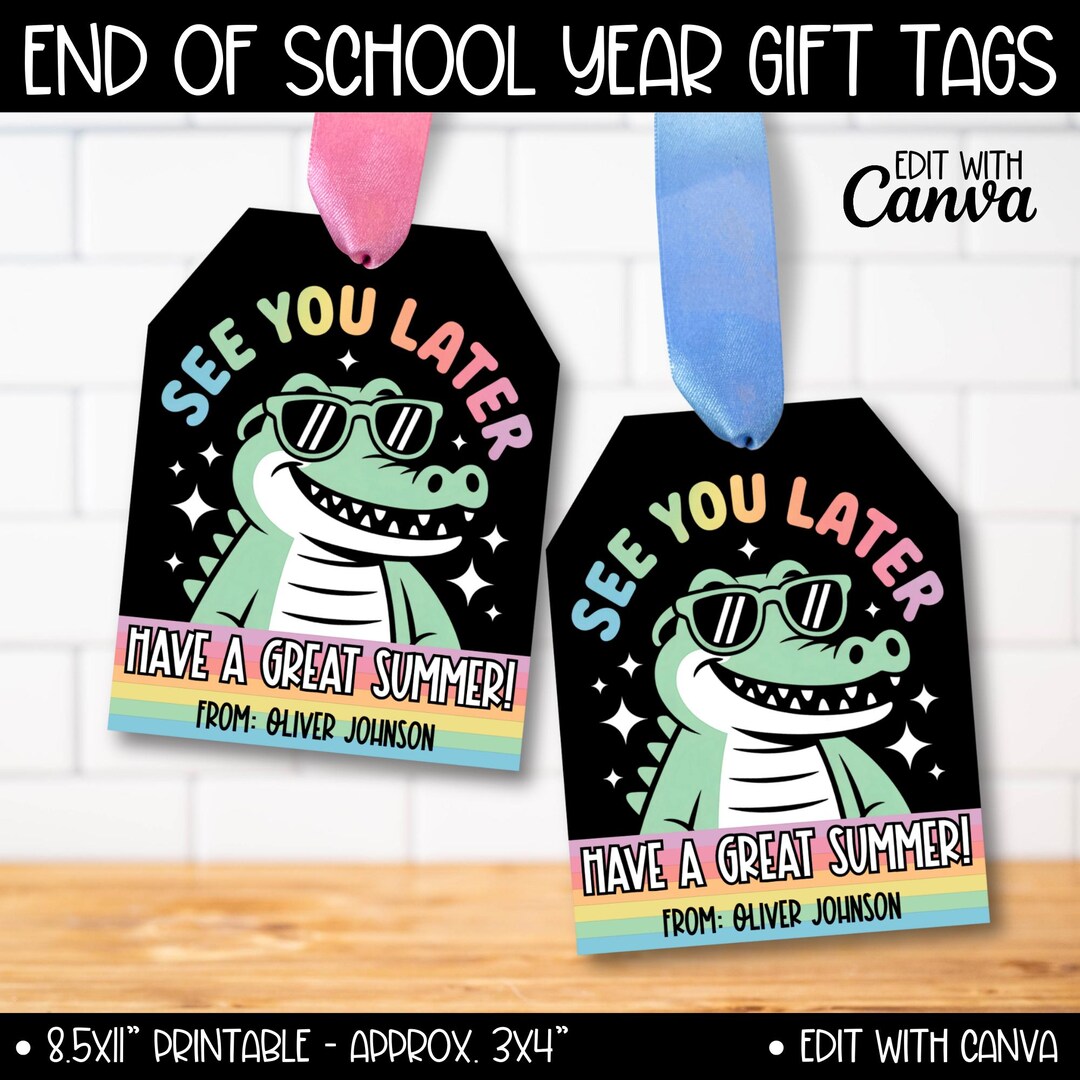 End of Year Teacher Student Appreciation Gift Tag, Last Day School Gift ...