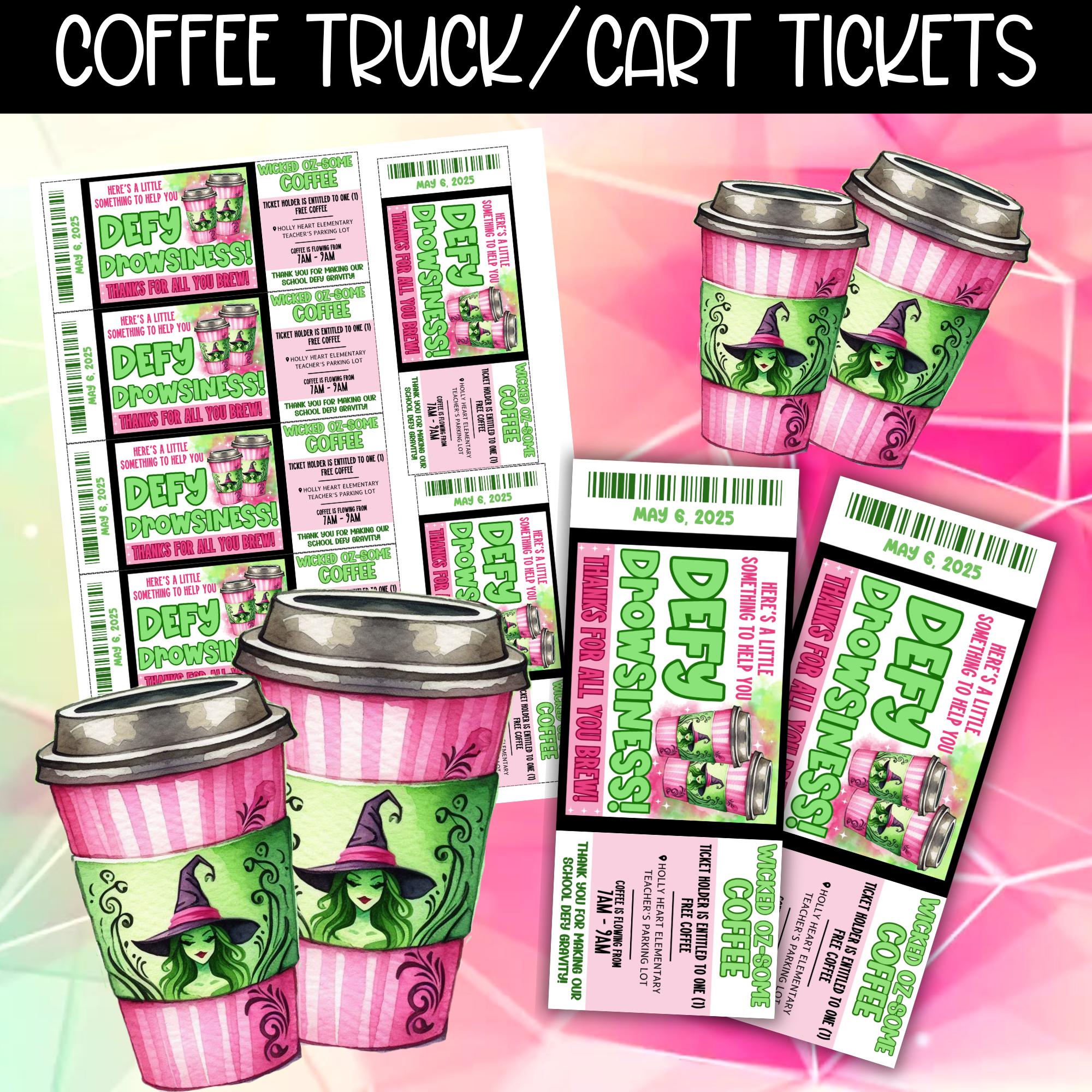 Defy Drowsiness Coffee Bar Truck Cart Tickets for Teacher Staff ...