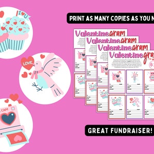 PTA PTO Valentine's Day Candy Gram School Fundraiser Flyer Template ...