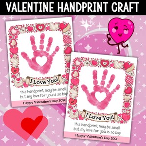 2026 Valentine’s Day Handprint Craft Printable, Preschool Valentine ...