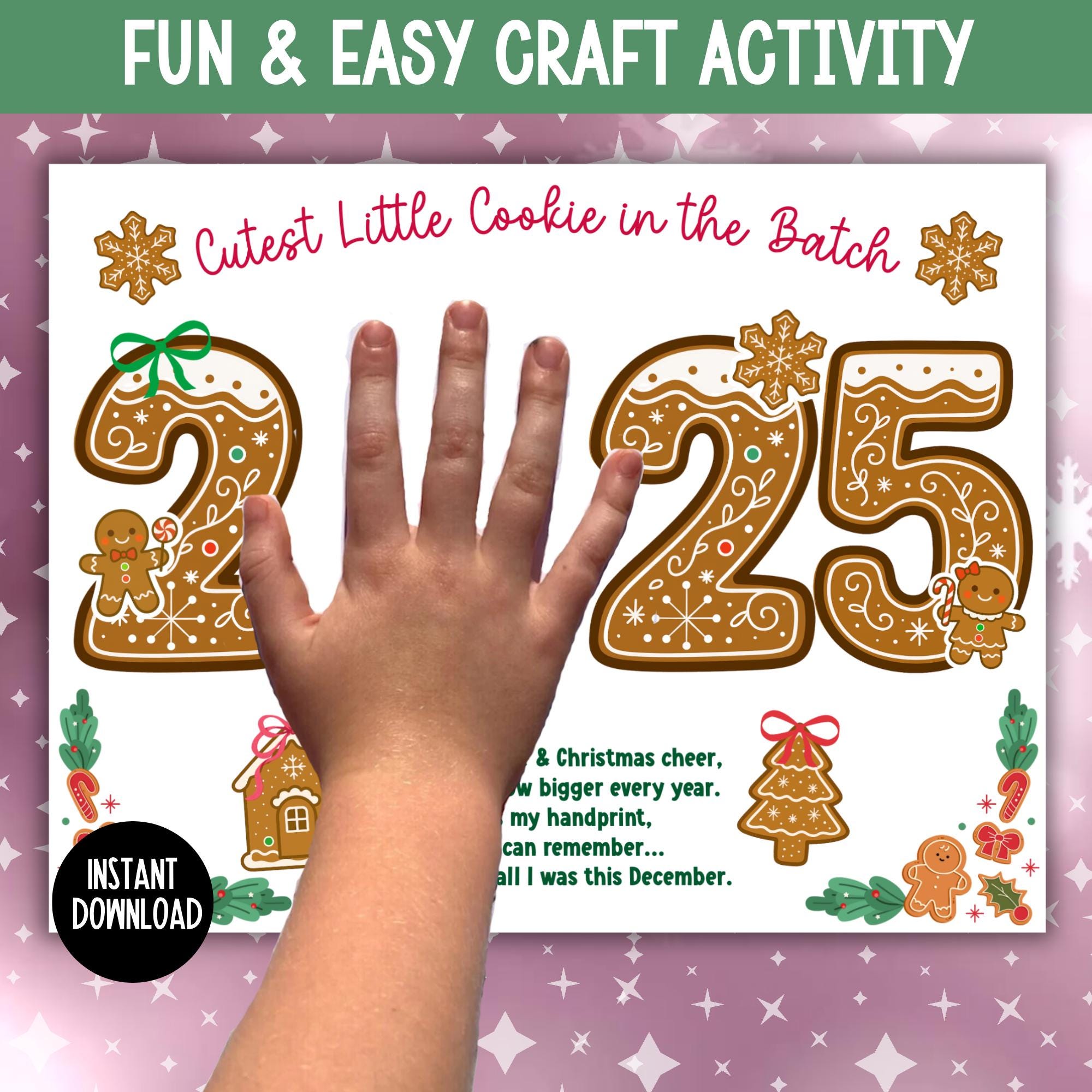 2025 Christmas Gingerbread Poem Handprint Craft, Cutest Cookie in the ...