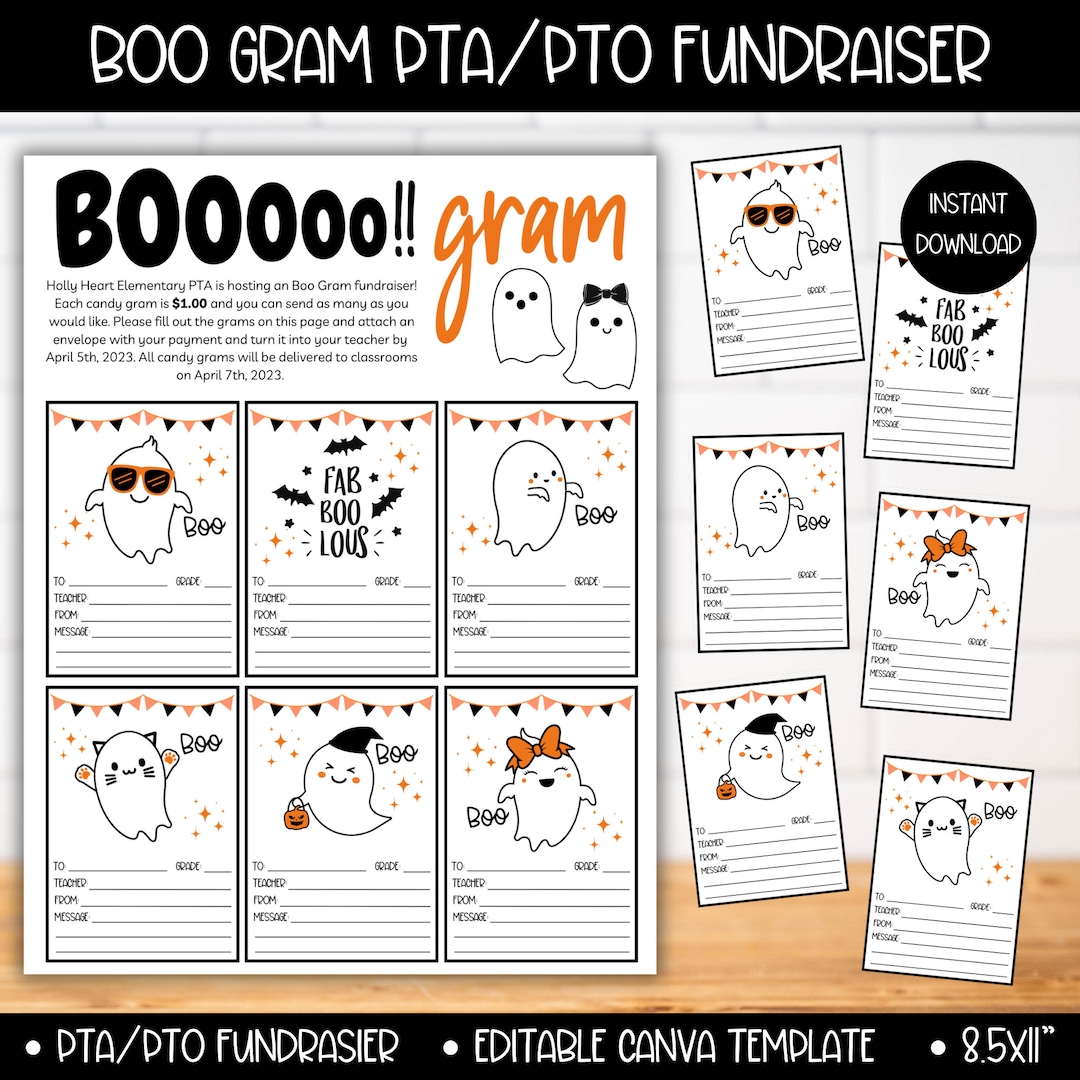PTA PTO Boo Gram Fundraiser Flyer Template, School Fundraiser Ideas ...