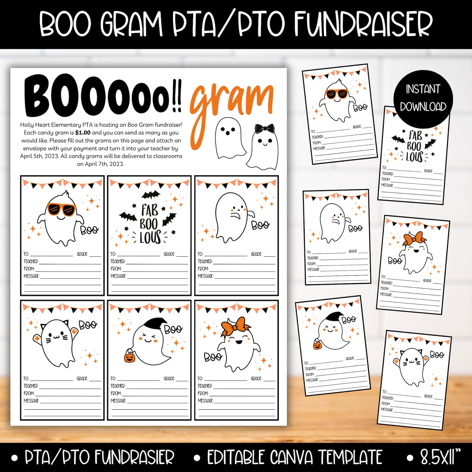 PTA PTO Boo Gram Fundraiser Flyer Template, School Fundraiser Ideas ...