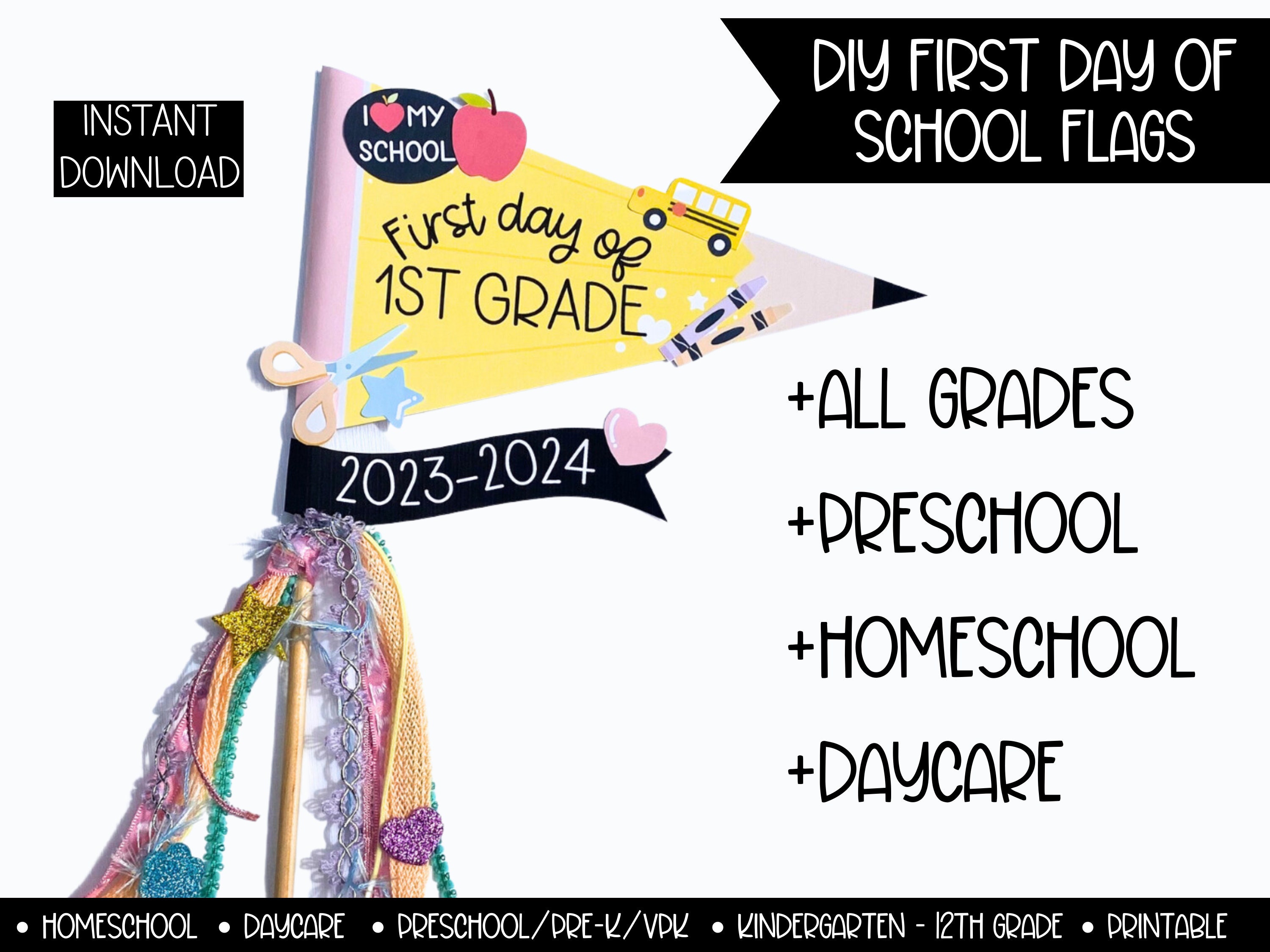 First Day of school flag, First Day of school sign, Back to School flag ...