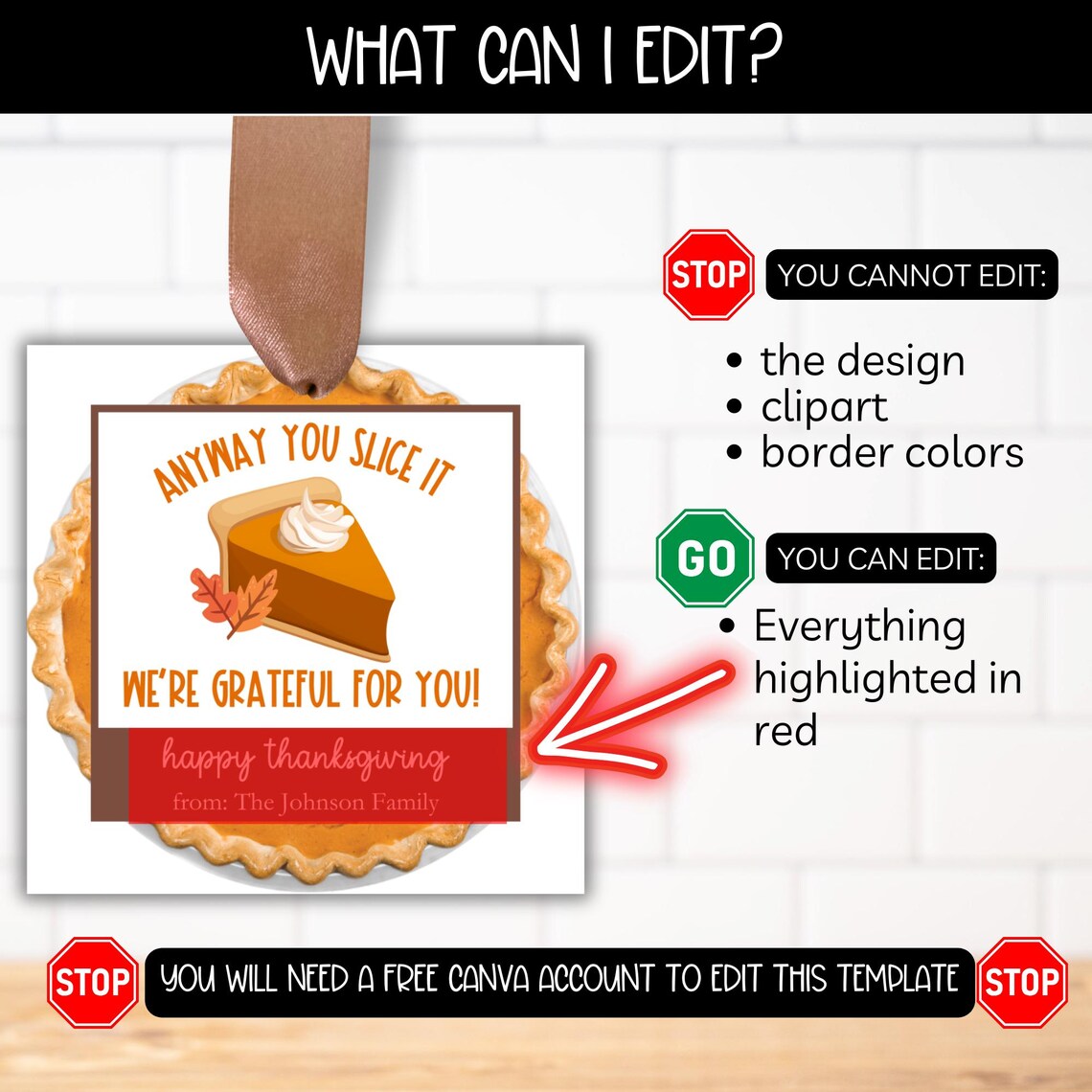 Editable Thanksgiving Pumpkin Pie Gift Tags for Teacher Coworkers ...
