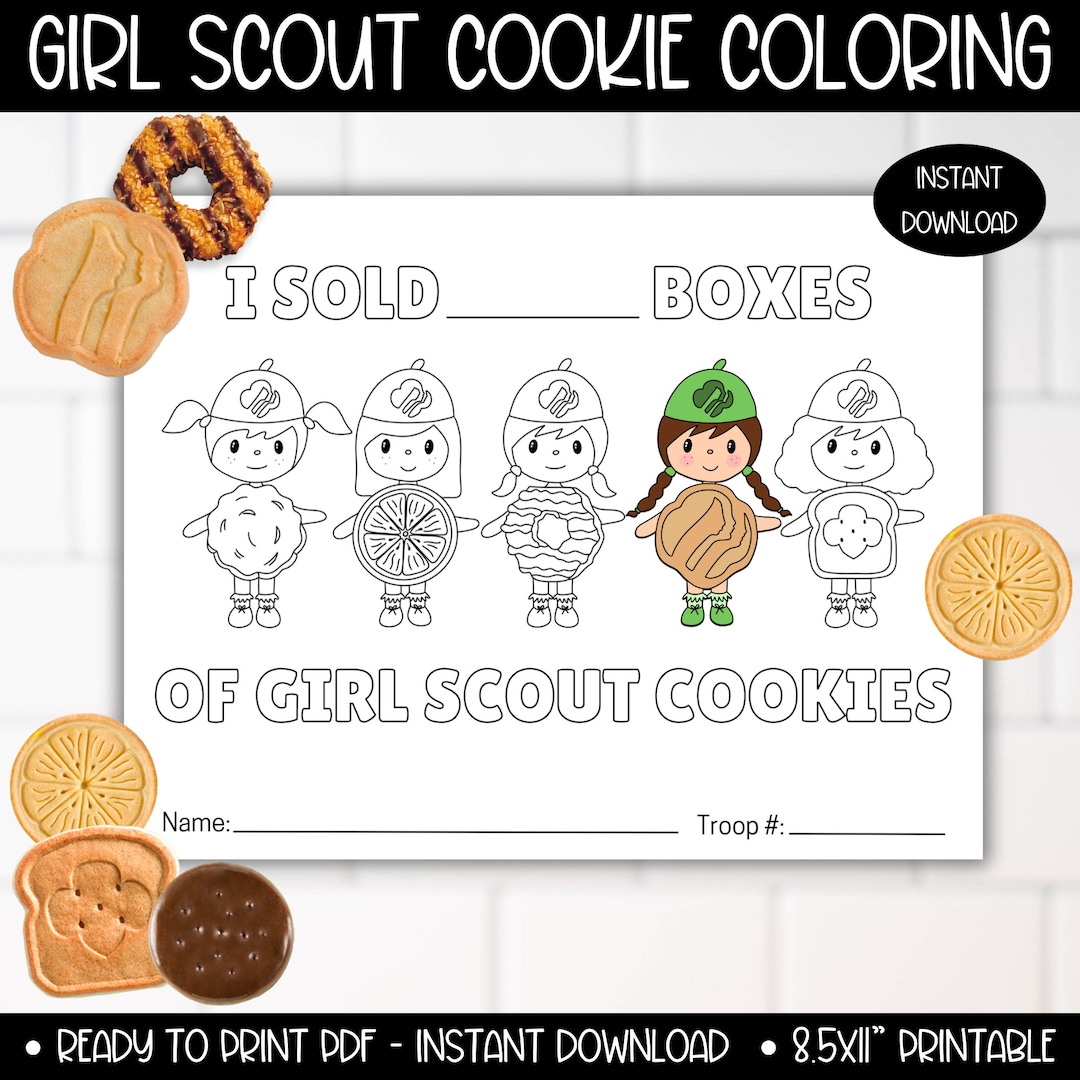 2024 Girl Scout Cookie Booth Coloring Reward Award Certificate Sign ...