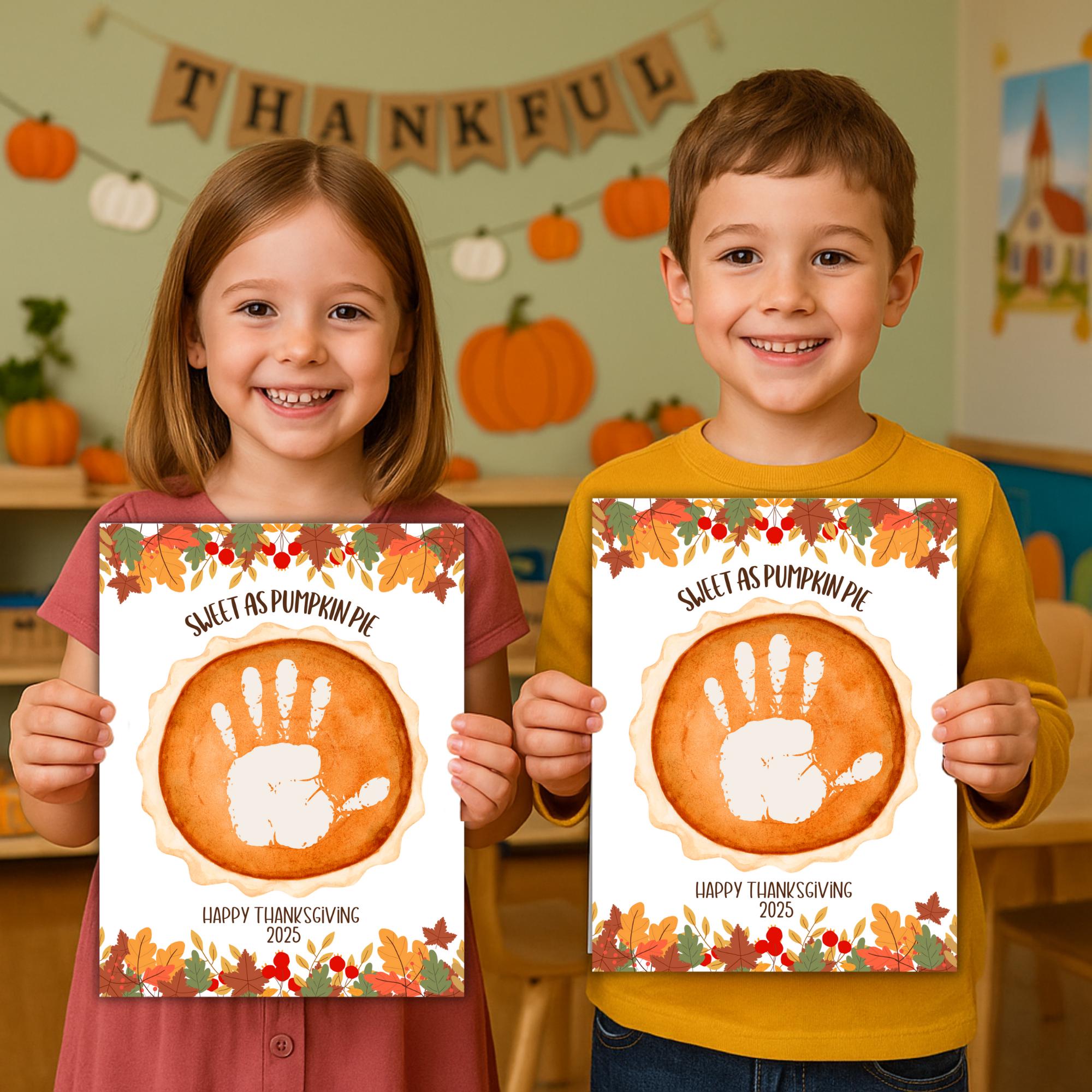 Thanksgiving Pumpkin Pie Handprint Craft Download, 2025 Fall Preschool ...